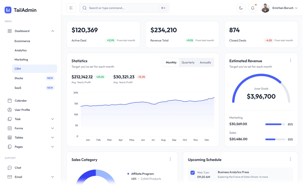 Free Next.js Tailwind Admin Dashboard Template - TailAdmin Next.js
