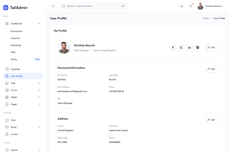 400+ Highly Customizable Tailwind CSS Dashboard Components - TailAdmin